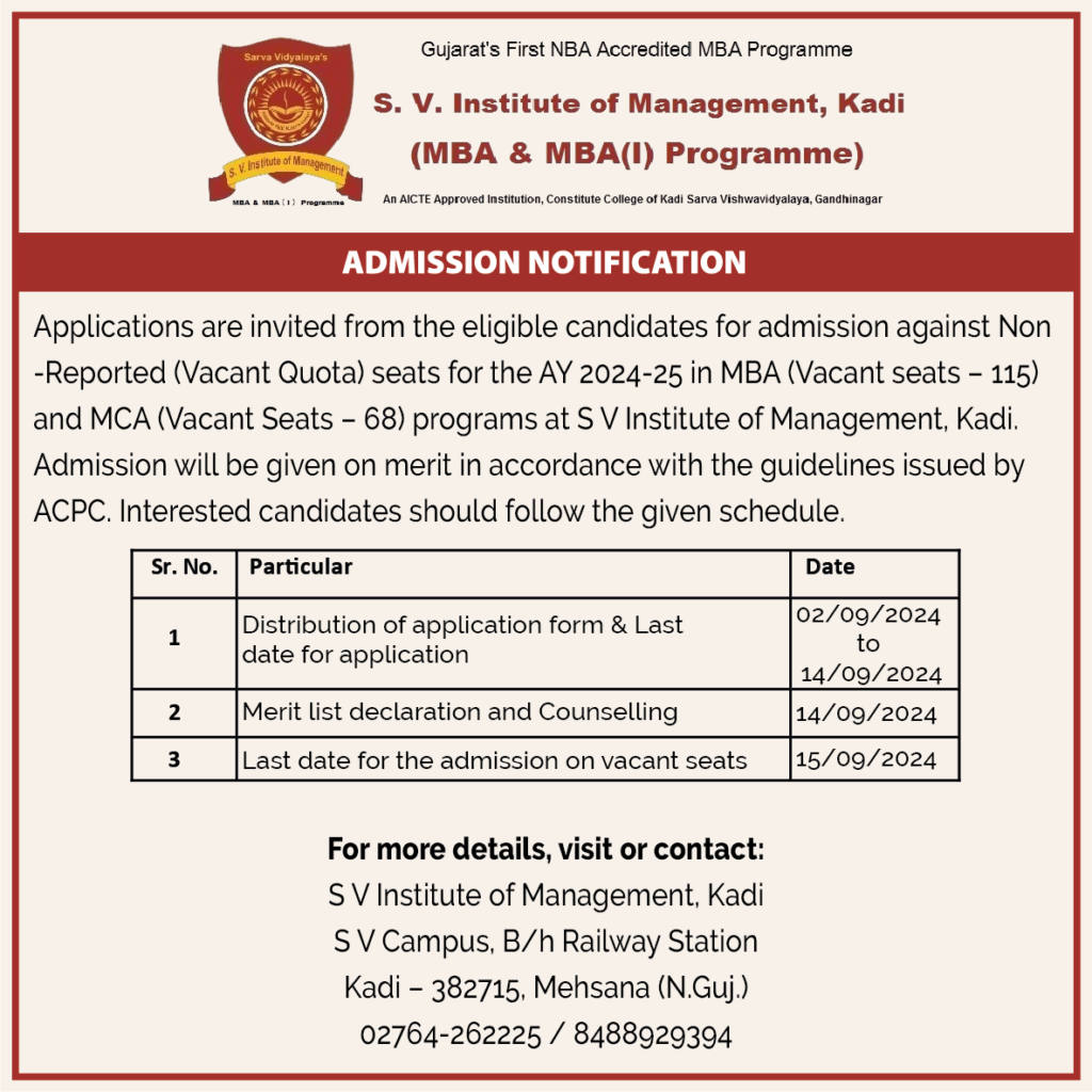 S. V. Institute of Management (MBA) – Kadi